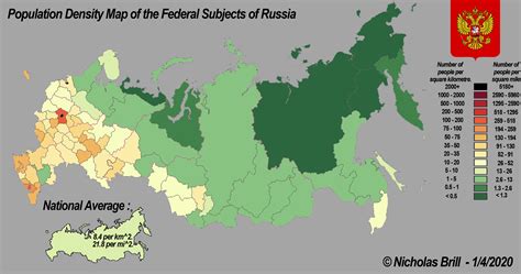 Population Density Map Of Russias 85 Federal Subjects Rmapporn