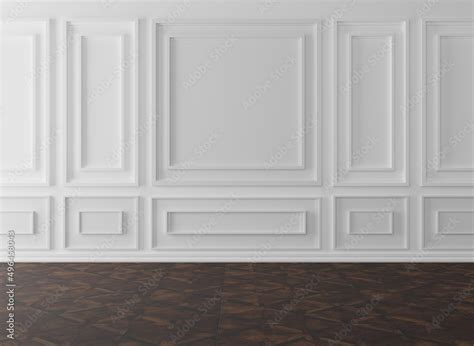 Classic Wall Empty Interior With Wall Panels And A Wood Reflective