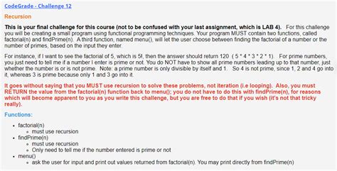 Solved Recursion This Is Your Final Challenge For This Chegg