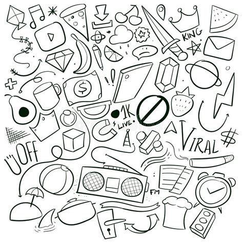 Random Hand Drawn Scribble Doodle Symbols Vector Random Hand Drawn