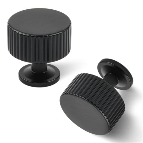 Saliseng Matt Black Kitchen Cabinet Knob 6 Pack Solid Brass Dresser