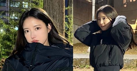 이세영 기온 뚝 찬바람에도 반짝반짝 밤에도 빛나는 블랙 숏패딩 산책룩 패션엔