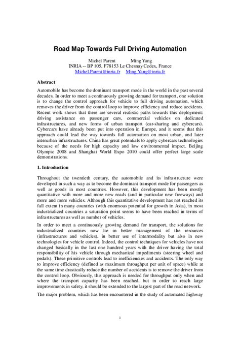 Pdf Road Map Towards Full Driving Automation