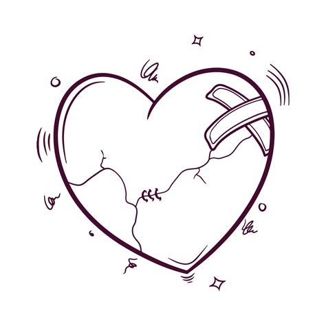 Hand Drawn Broken Heart Vector Illustration 21903451 Vector Art At Vecteezy
