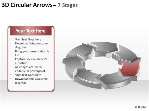 3d circular arrows process smartart 7 stages ppt slides diagrams