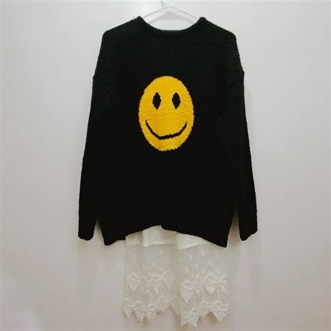 Black Smiley Face Sweater Smiley Faces Sweatshirts Cute Smiley Face