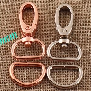 10 Sets Lobster Swivel Clasps D Ring Rose Gold Silver Carabiner Snap