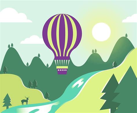 뜨거운 공기 풍선 풍경 평면 일러스트 벡터 2 Eps Svg Uidownload
