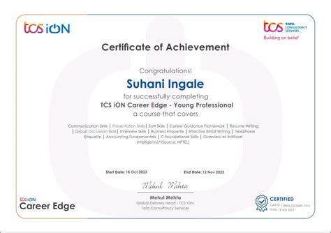Suhani Ingale On Linkedin Tcsion Careeredge Youngprofessional