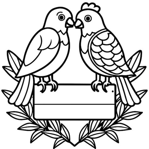 Un Dessin En Noir Et Blanc De Deux Oiseaux Sur Un Panneau Qui Dit Amour