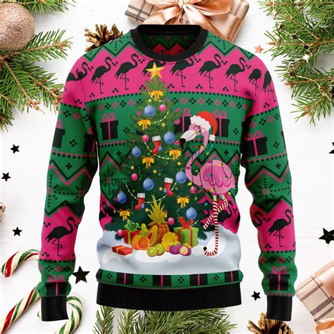 Flamingo Christmas Tree Ugly Christmas Sweater Icestork