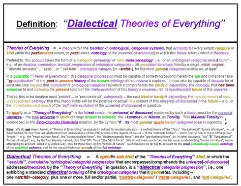 F E D Dialectics Two New Definitions Posted Today To Dialectics