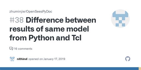 difference between results of same model from python and tcl · issue