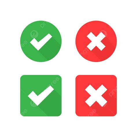 Checkmark And Cross Set For Approval And Rejection Vector Vector Right Red Approved