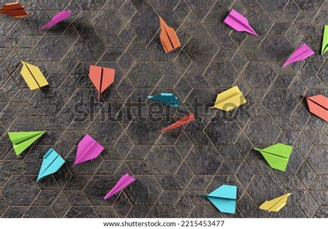 Different Types Paper Planes On Tiled Stock Illustration