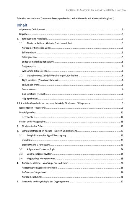 Zusammenfassung Funktionelle Anatomie Der NT Teile Sind Aus Anderen
