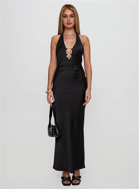 Vasilisa Halter Neck Maxi Dress Black Princess Polly Usa