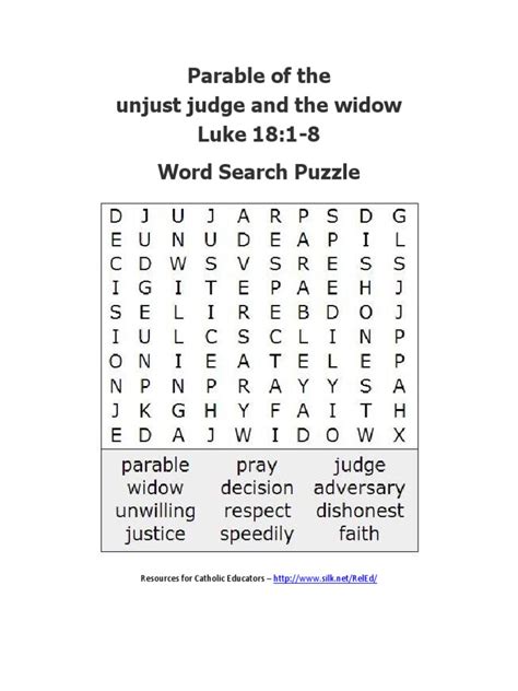Judge Widow Word Search Pdf