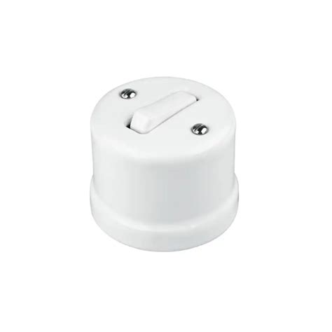 Ceramic Surface Mounted Pushbutton Stair Light Switch White Antica Alkri