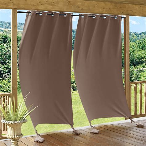 Ryb Home Outdoor Curtains With Weighted Bags Wind Resist Shower Blocking Curtain For Patio