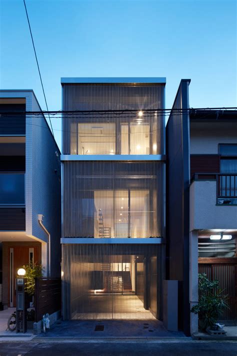 Steel Chain Curtains Cover Skinny Osaka House By Fujiwaramuro Architects