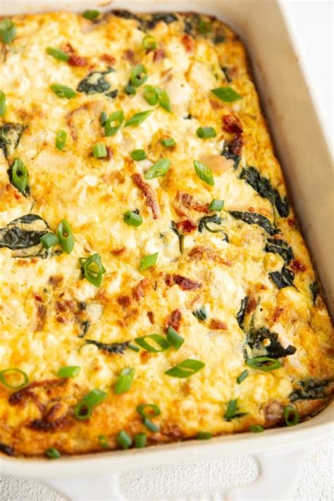 Chicken And Spinach Breakfast Casserole With Sun Dried Tomatoes And