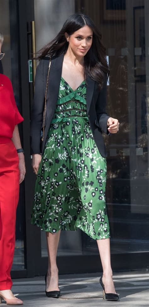 Meghan Markle Green Self Portrait Dress Popsugar Fashion