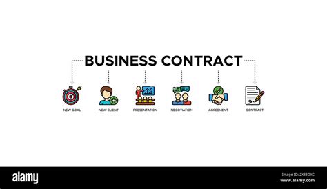 Business Contract Banner Web Icon Vector Illustration Concept Stock