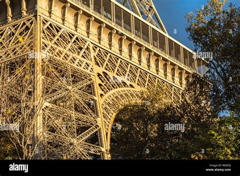 View On Eiffel Tower Dark Clouds And Sunshine In Paris Stock Photo Alamy