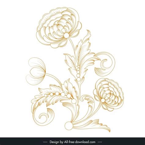 Beauty Design Elements Handdrawn Girl Flower Line Art Vectors Graphic