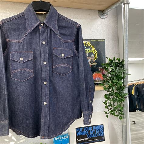 70s Montgomery Ward Embroidered Raw Denim Depop