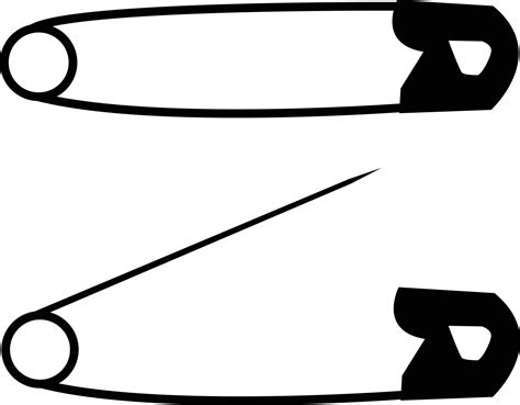 Safety Pin Icon On White Background Closed And Open Safety Pin