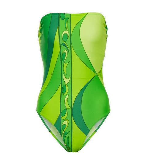 Pucci Printed Bandeau Swimsuit Emilio Pucci
