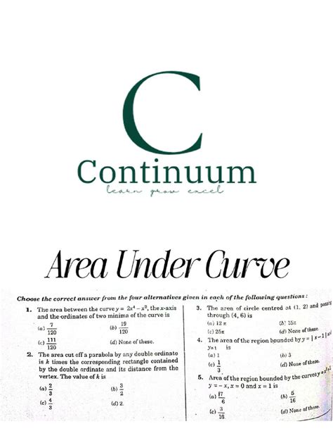 Area Under Curve Mcqs Pdf