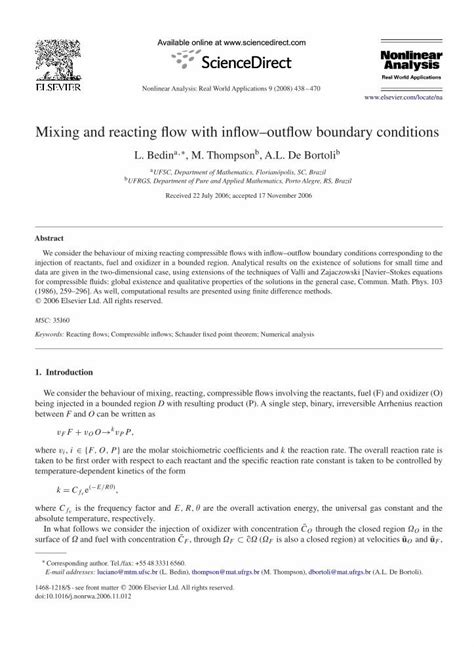 Pdf Mixing And Reacting Flow With Inflowoutflow Boundary Conditions Dokumen Tips