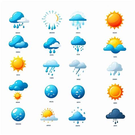 A Collection Of Different Types Of Weather And Weather Icons Premium