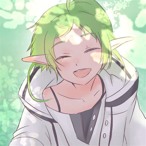 Safebooru 1girl Closed Eyes Dappled Sunlight Day Elf Green Hair Hood