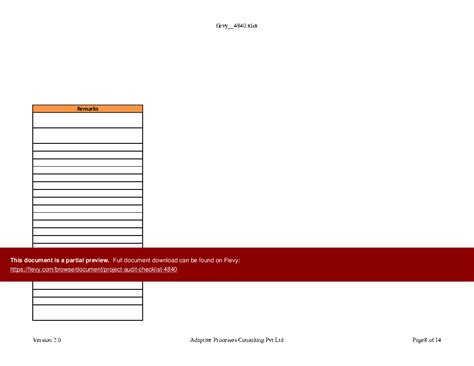 Excel Template Project Audit Checklist Excel Template XLSX Flevy