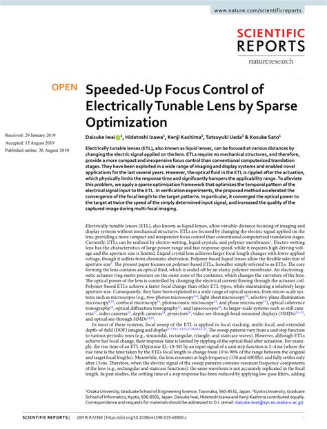 Pdf Speeded Up Focus Control Of Electrically Tunable Lens By Sparse