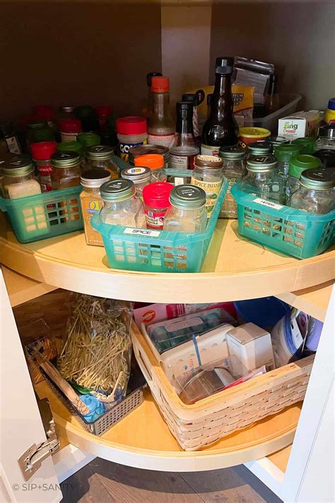 How To Organize Spices In A Lazy Susan Cabinet • Sip Sanity