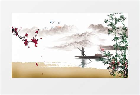 水墨画背景中国风格背景ae模板视频素材下载aep格式熊猫办公