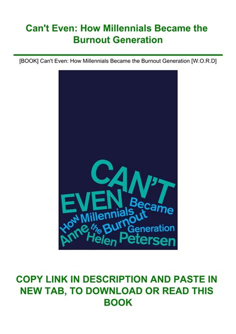 Book Canand039t Even How Millennials Became The Burnout Generation W