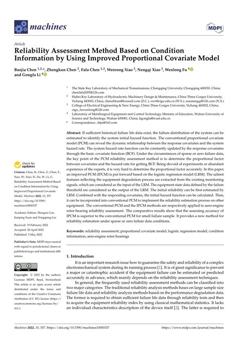 Pdf Reliability Assessment Method Based On Condition Information By