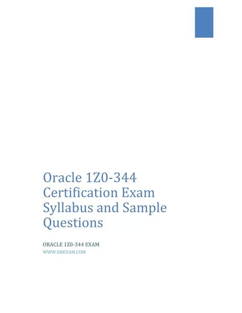 PPT Oracle 1Z0 344 Certification Exam Syllabus And Sample Questions PowerPoint Presentation