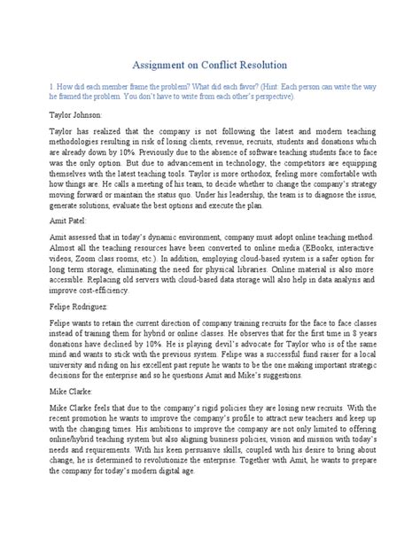 Assignment On Conflict Resolution Final Submission Pdf Decision