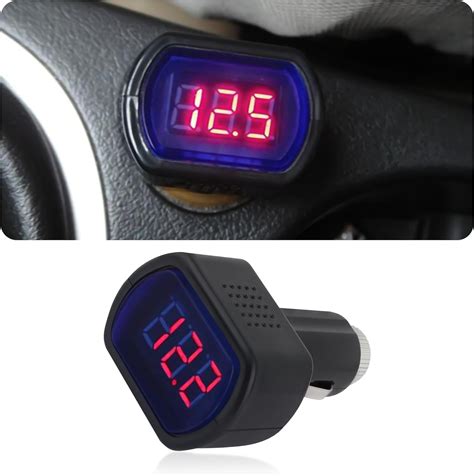 Car Led Cigarette Lighter Voltage Meter Digital Display Car