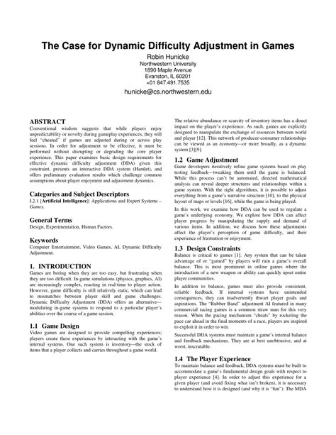 Pdf The Case For Dynamic Difficulty Adjustment In Games