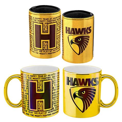 Hawthorn Hawks Afl Metallic Can Cooler And Coffee Mug Cup T Pack