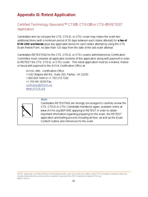 Appendix G Retest Application Certified Technology Specialist™ Cts