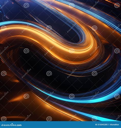 Abstract Swirling Amber And Blue Hues In A Glossy Luxurious Pattern Stock Illustration